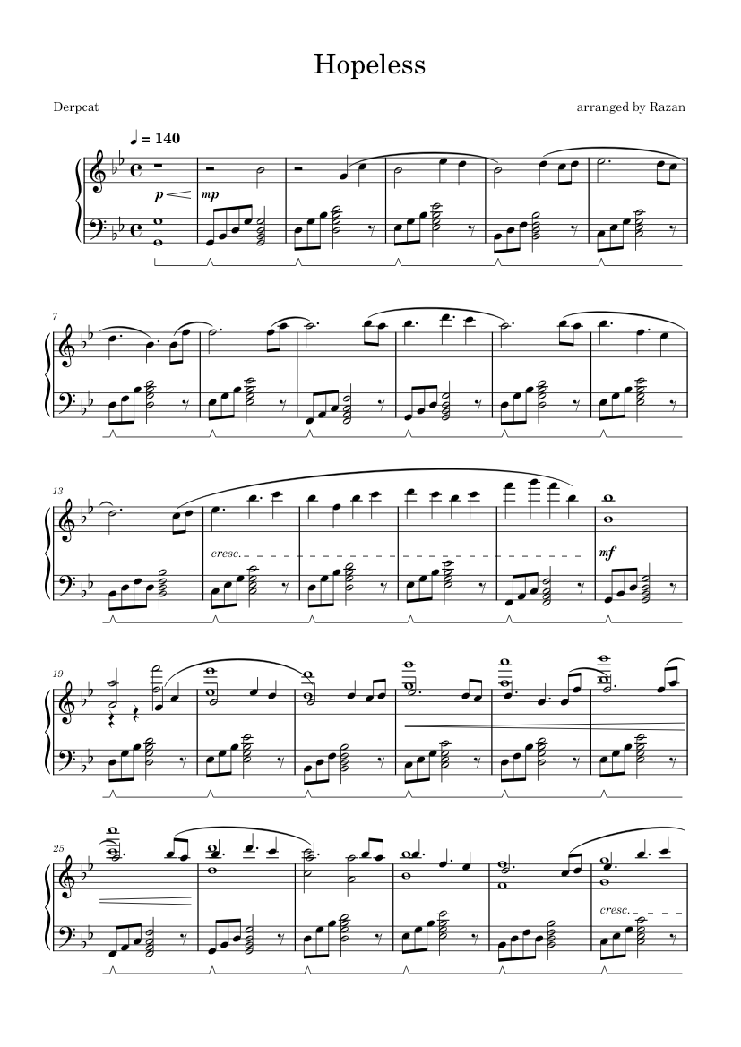 Derpcat_-_Hopeless_WIP.mscz Sheet music for Piano (Solo) Easy ...