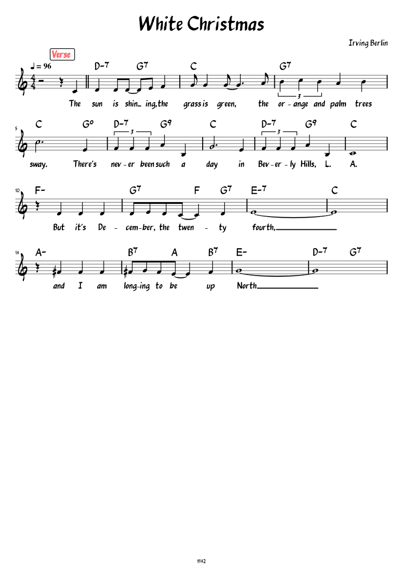 White Christmas (Lead sheet with verse and lyrics ) Sheet music for ...