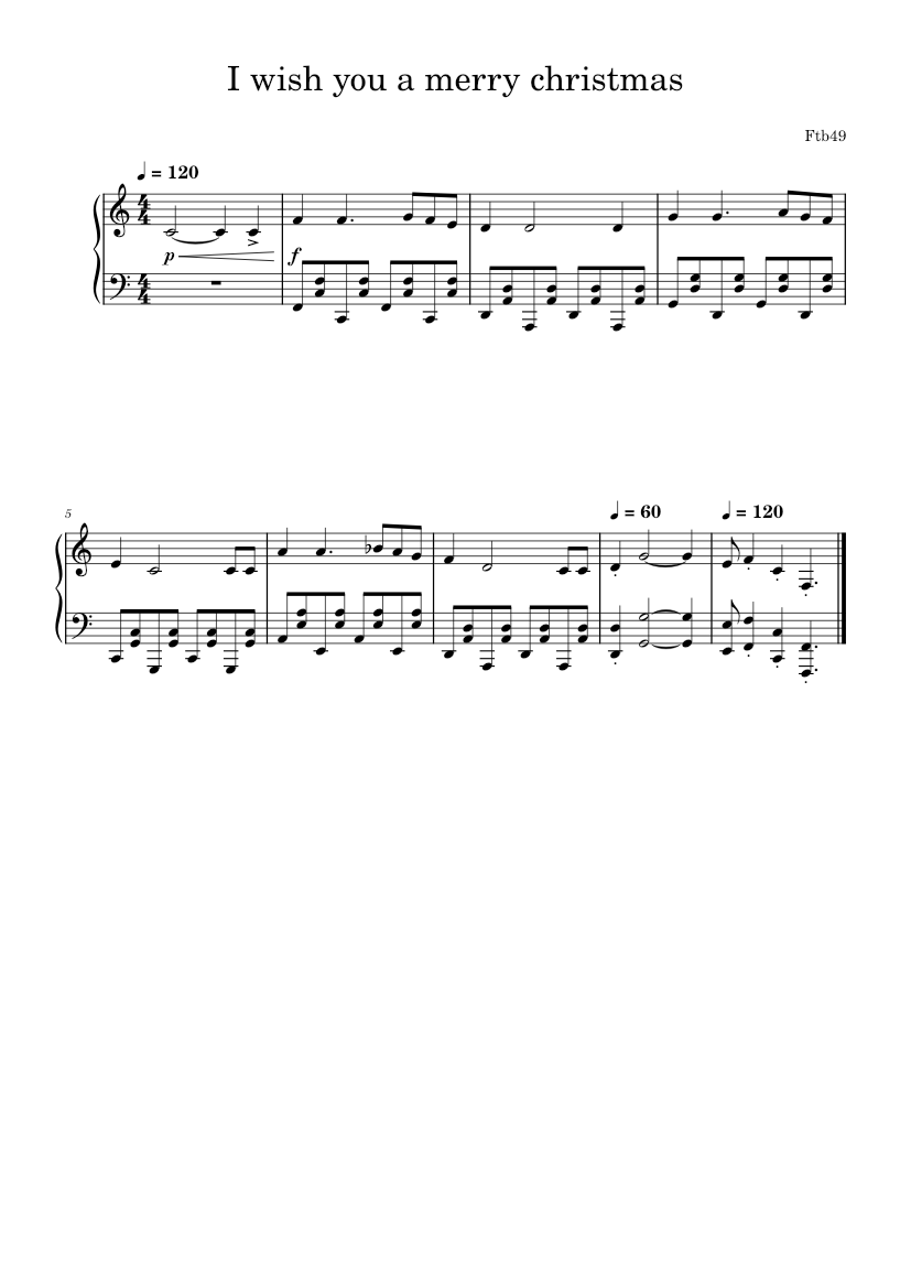 I wish you a merry christmas Sheet Music for Piano (Solo) Easy ...