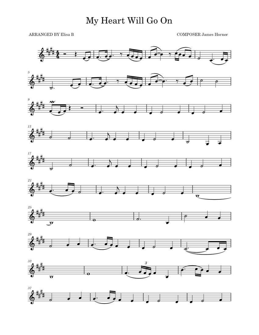 Titanic - My Heart Will Go On - violin solo Sheet music for Piano (Solo ...