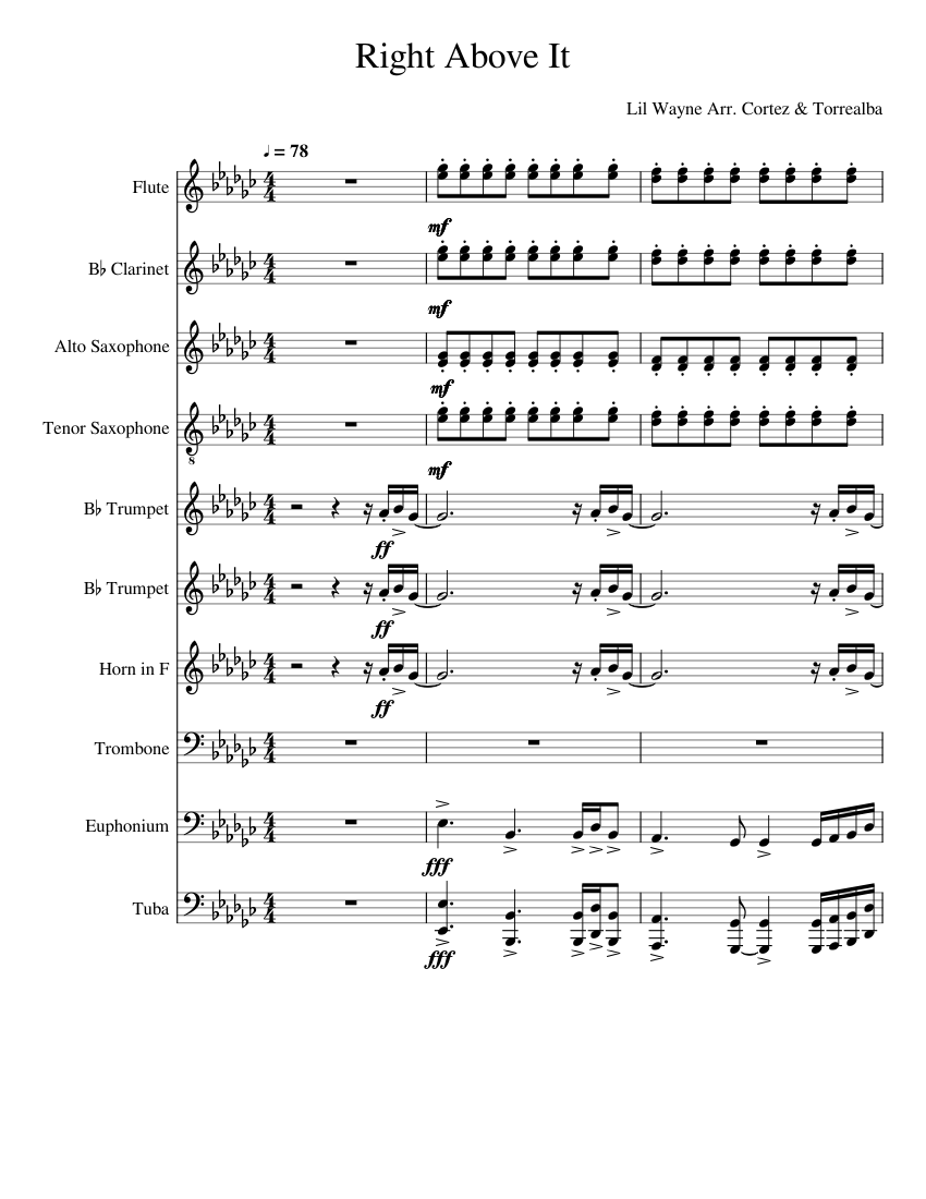 Right Above It Sheet music for Trombone, Euphonium, Tuba, Flute & more ...
