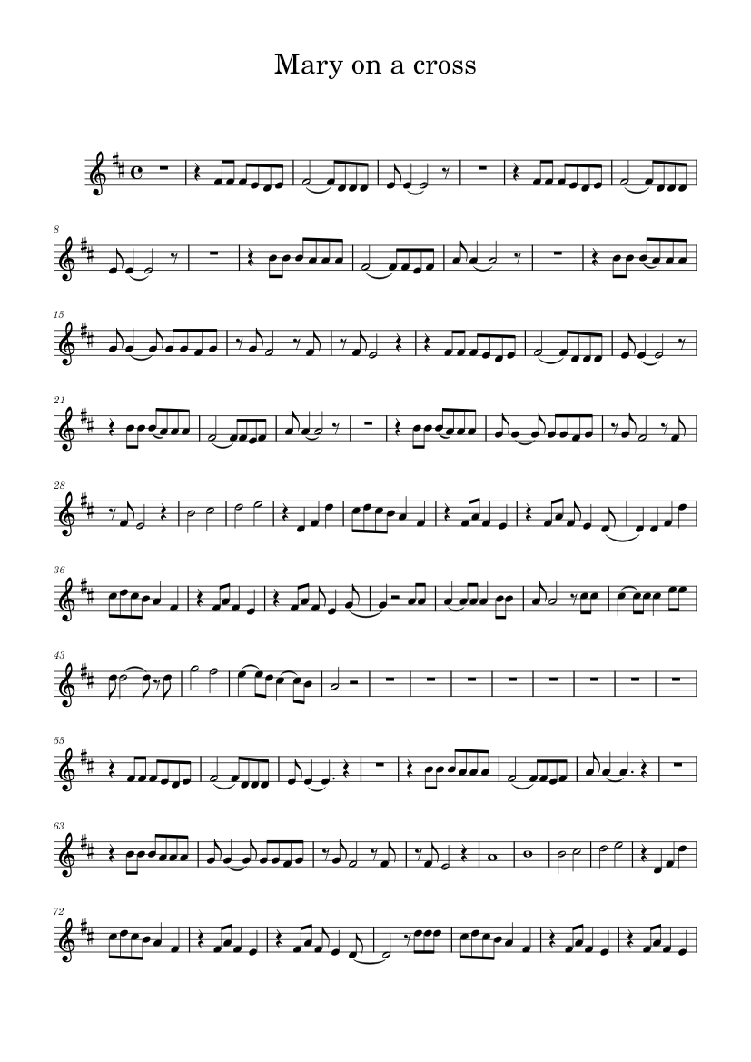 Mary On A Cross – Ghost violin solo Sheet Music for Piano (Solo) easy ...