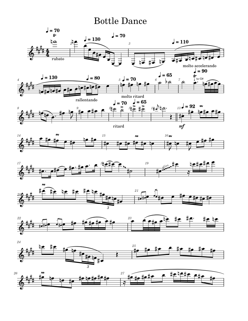 Bottle Dance – Jerry Bock Sheet Music for Clarinet in b-flat (Solo ...