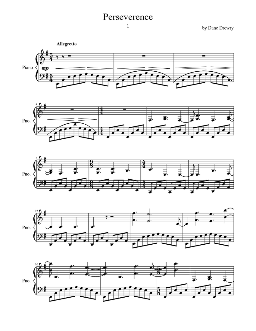 Perseverence Sheet music for Piano (Solo) | Musescore.com