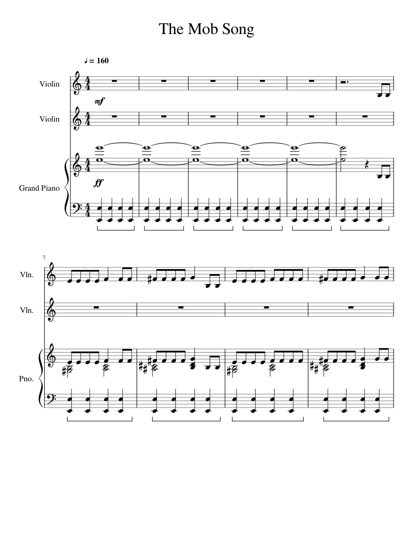 The Mob Song Sheet Music for Piano, Violin (Mixed Trio) | MuseScore.com