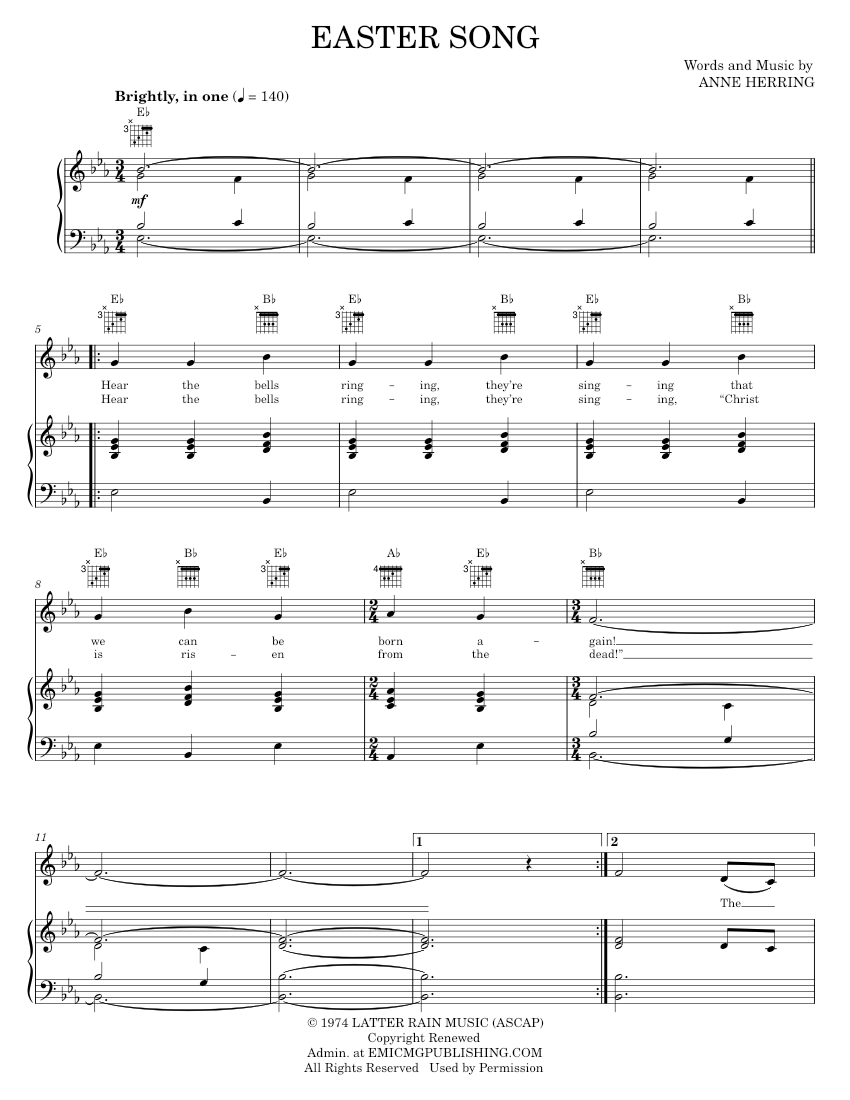 Play Official version of Easter Song Sheet Music by Keith Green for ...