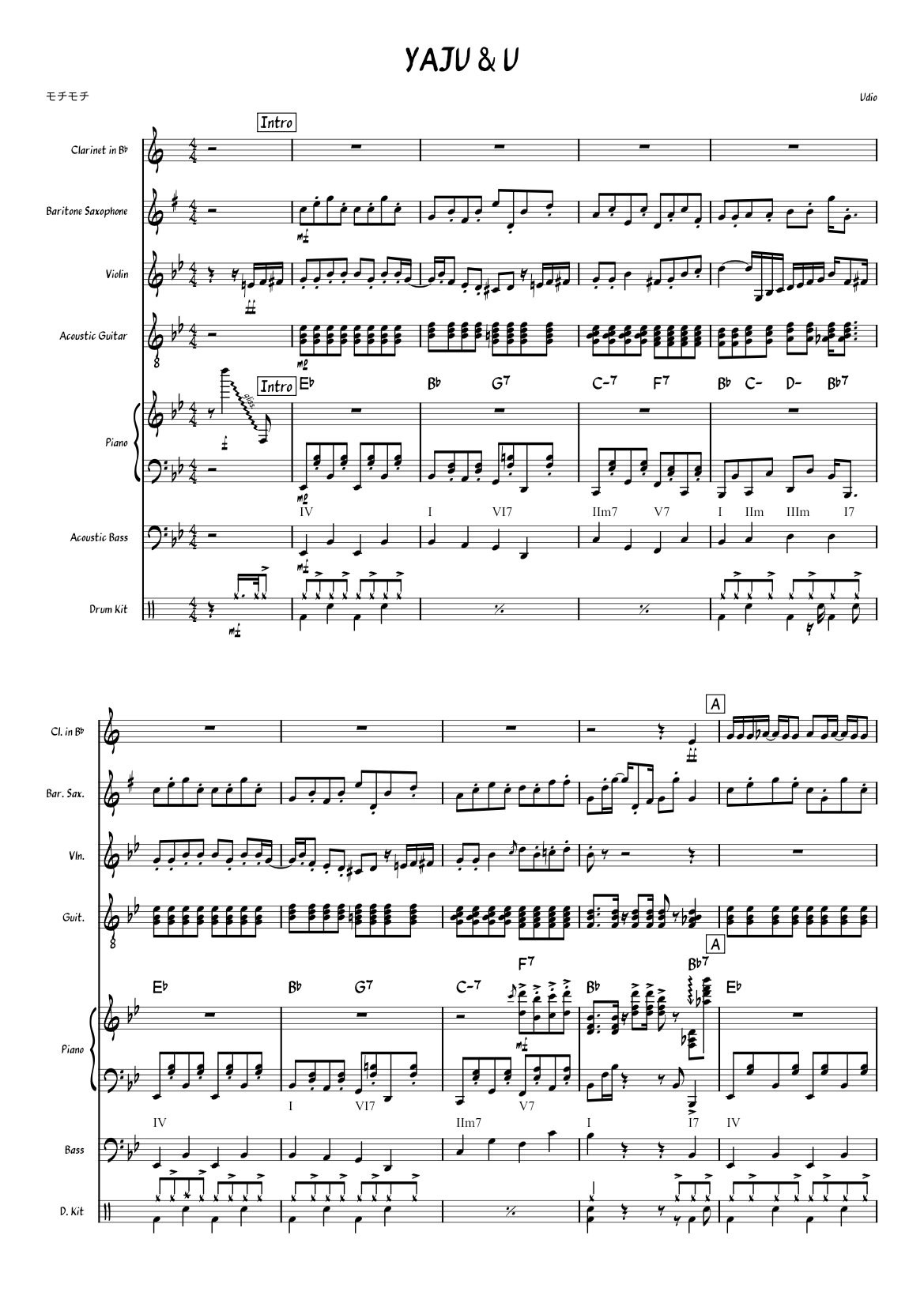 YAJU&U（野獣先輩ダンス） [バンドスコア] Sheet Music with Chords for Piano, Saxophone ...