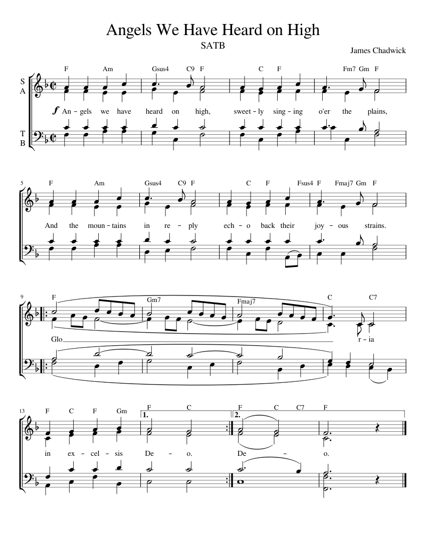 Angels We Have Heard on High (SATB) Sheet music for Vocals (Choral ...