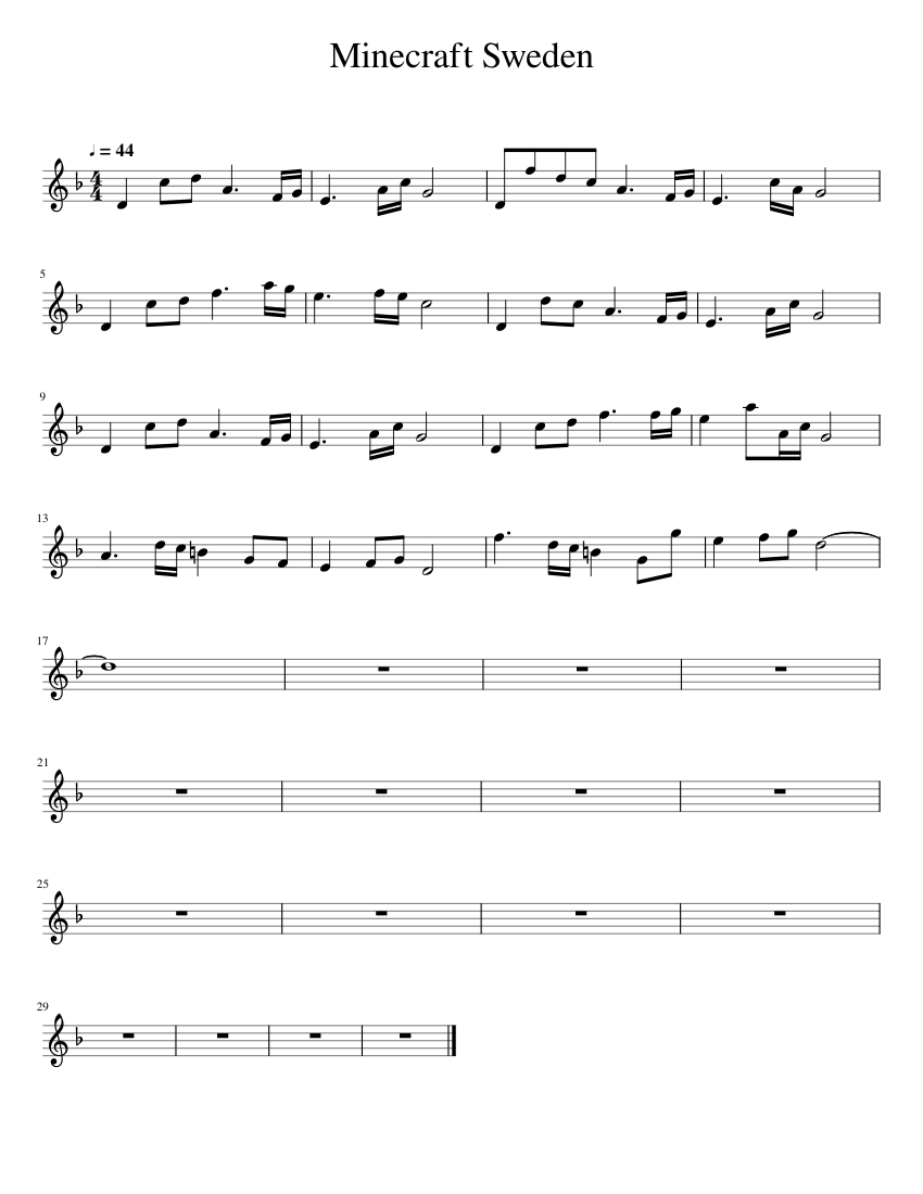 Minecraft Sweden for Tenor Sheet music for Saxophone tenor (Solo ...