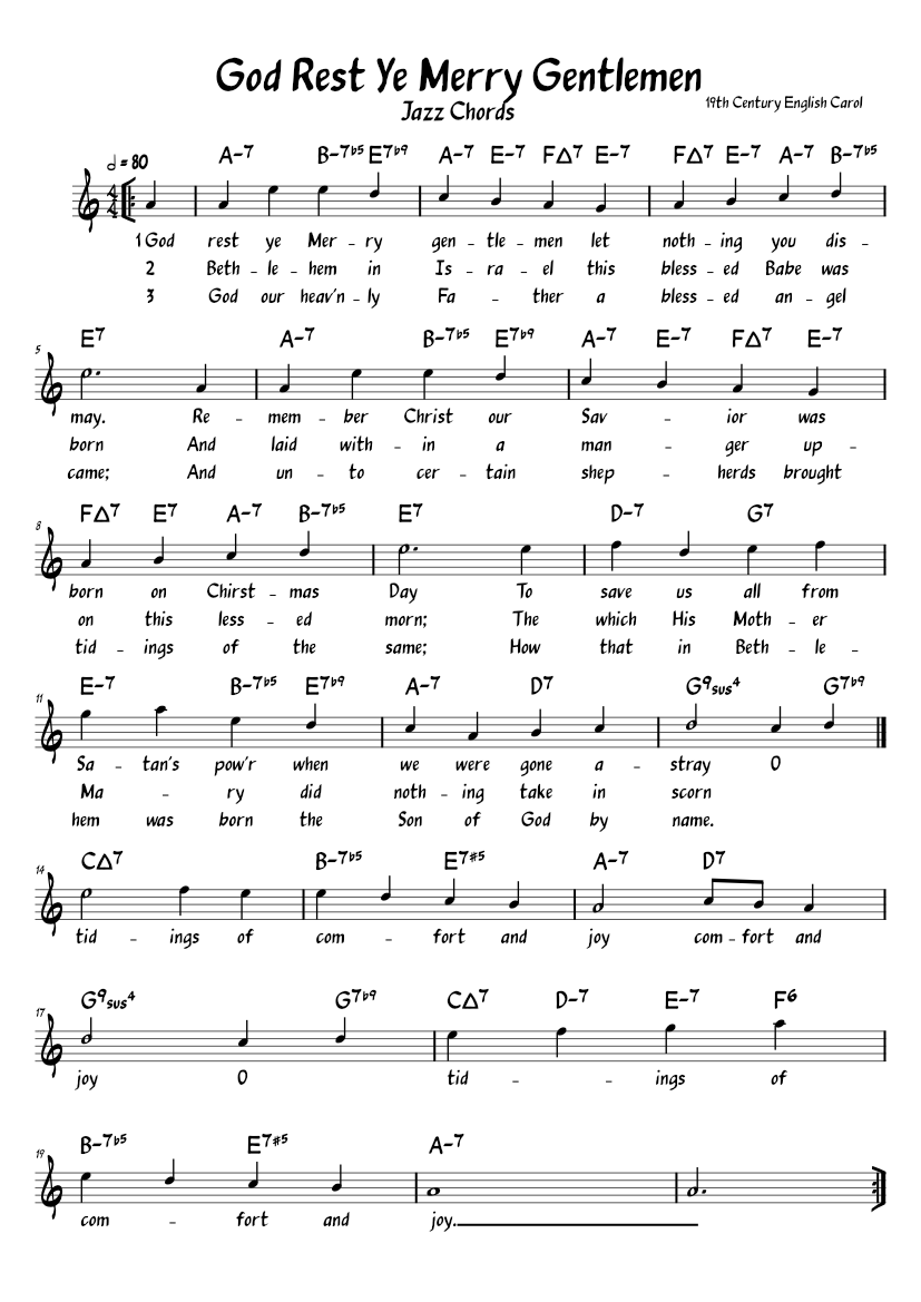 God Rest Ye Merry Gentlemen (Lead sheet with lyrics ) Sheet Music for ...