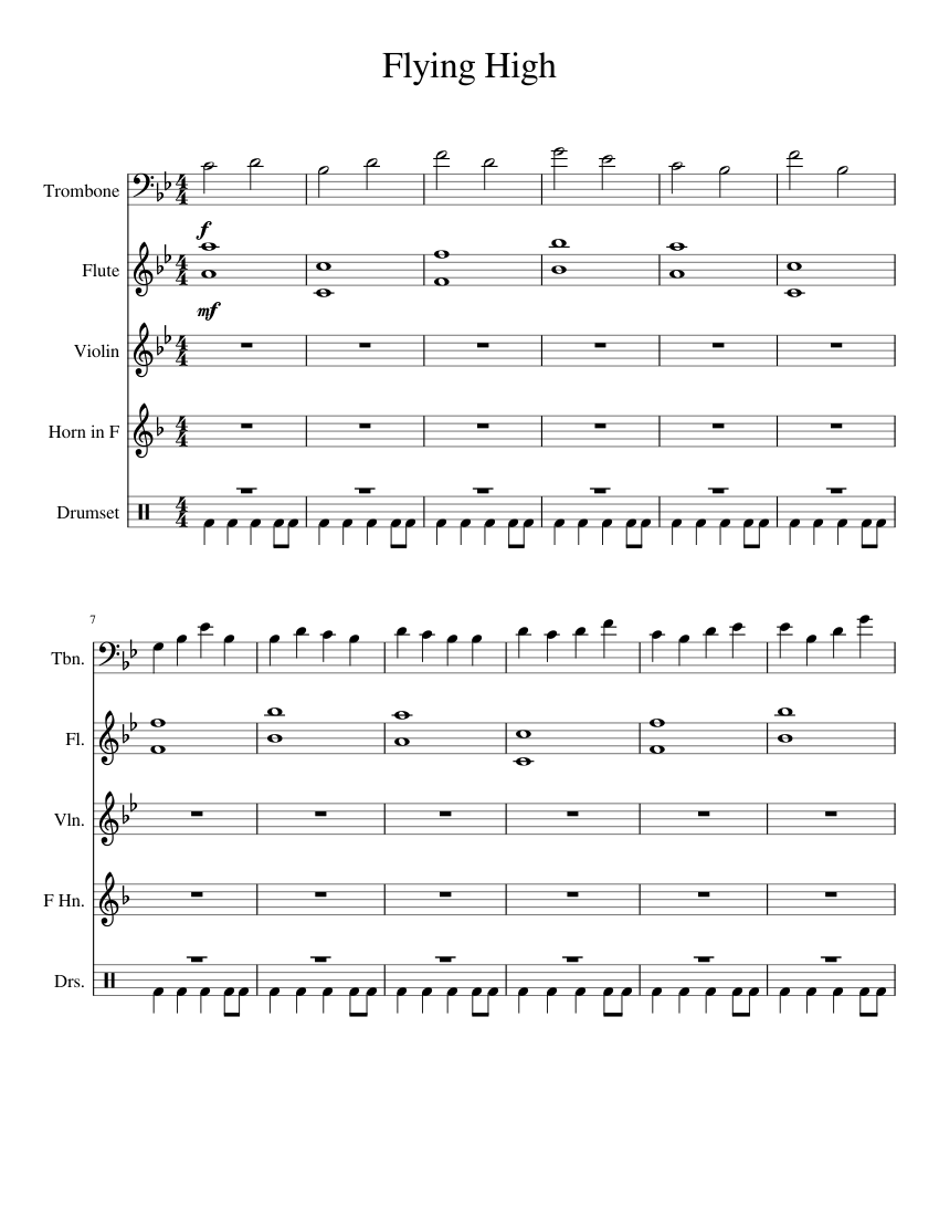 Flying High Sheet music for Trombone, Flute, French horn, Violin & more ...