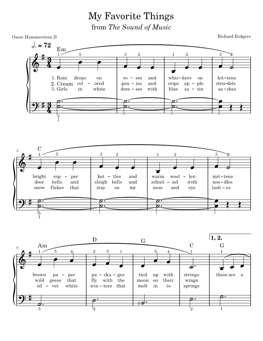 My Favorite Things Sheet music for Piano (Solo) Easy | Musescore.com