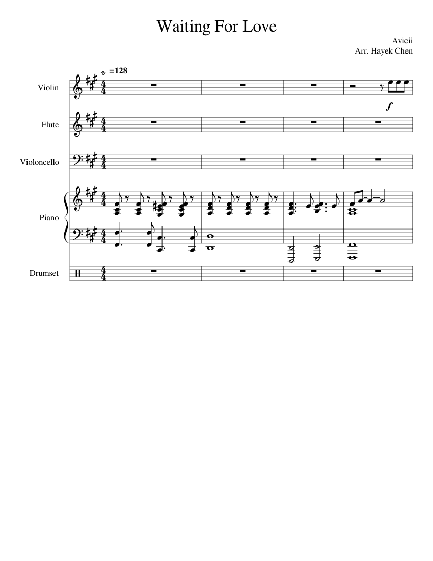 Waiting For Love Sheet music for Piano, Flute, Violin, Cello & more instruments (Mixed Quintet ...