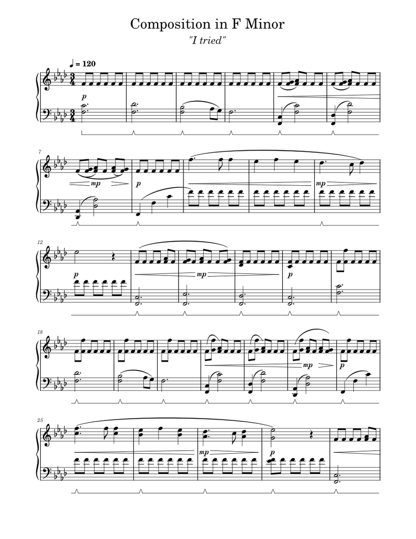 Composition in F Minor – "I Tried" Sheet music for Piano (Solo ...
