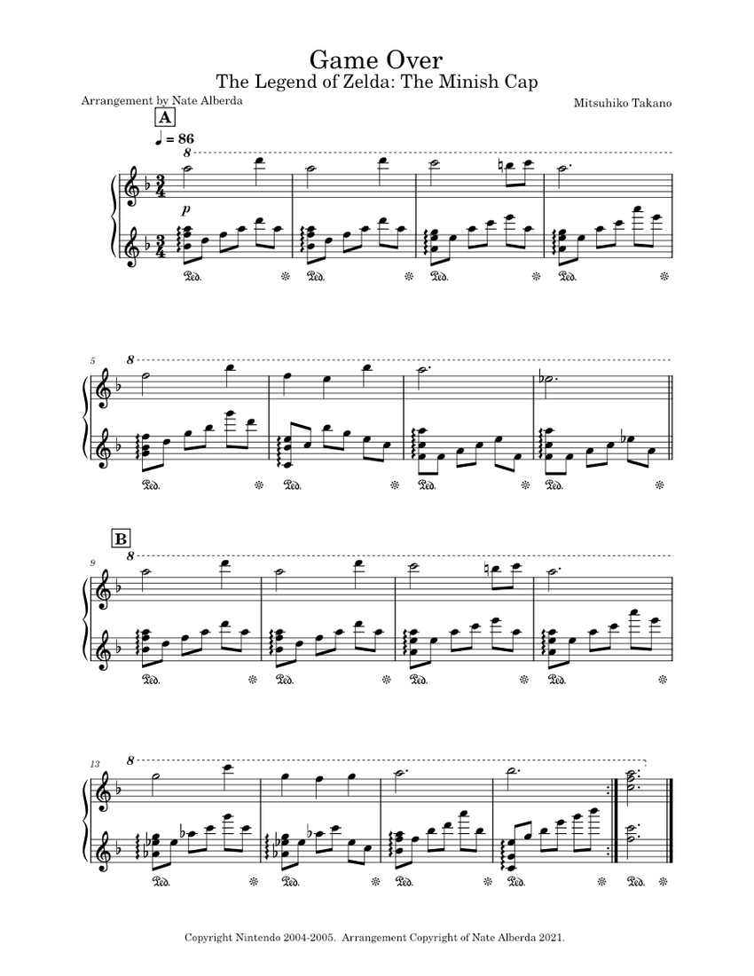 Game Over – Mitsuhiko Takano Sheet music for Piano (Solo) Easy ...