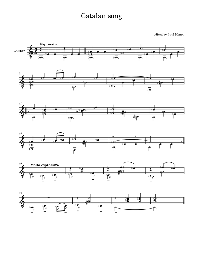 Catalan song – Misc Traditional Sheet music for Guitar (Solo ...