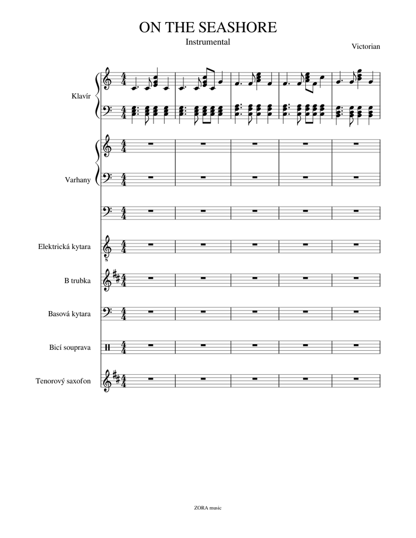 ON THE SEASHORE Sheet music for Piano, Organ, Saxophone tenor, Trumpet ...