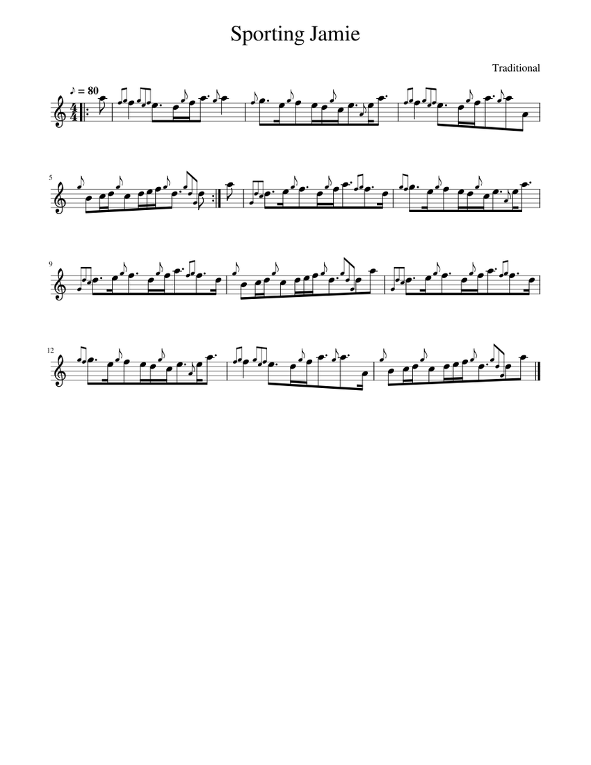 Traditional music - Sporting Jamie Sheet music for Piano (Solo ...