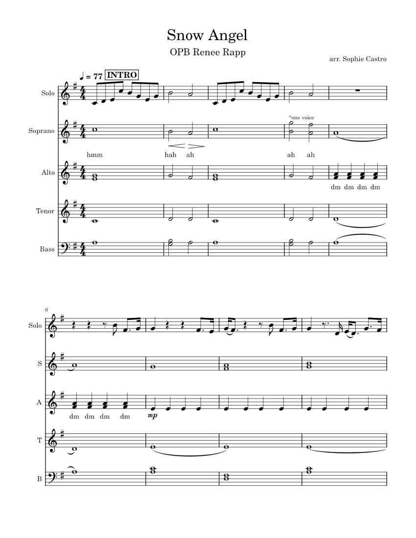 Snow Angel - Reneé Rapp (draft) Sheet music for Piano, Bass guitar (A ...