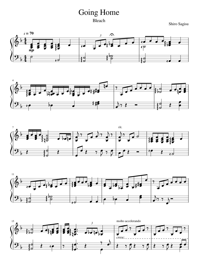 Going Home - Bleach OST (piano) Sheet music for Piano (Solo ...
