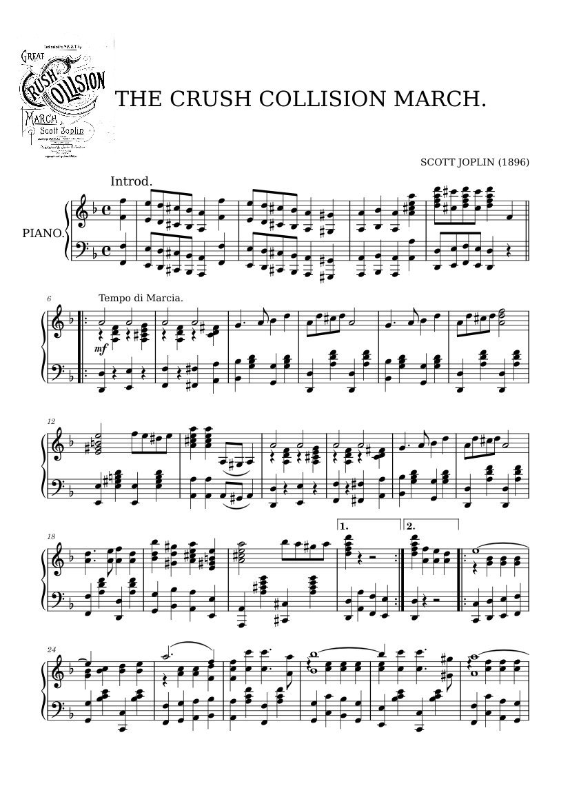 Great Crush Collision March by Scott Joplin (1896) Sheet music for ...