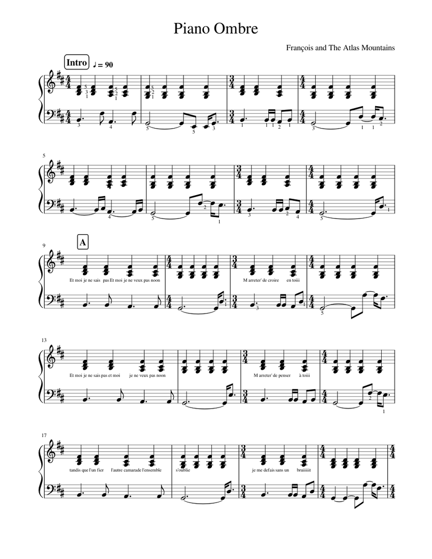Piano Ombre Sheet music for Piano (Solo) Easy | Musescore.com