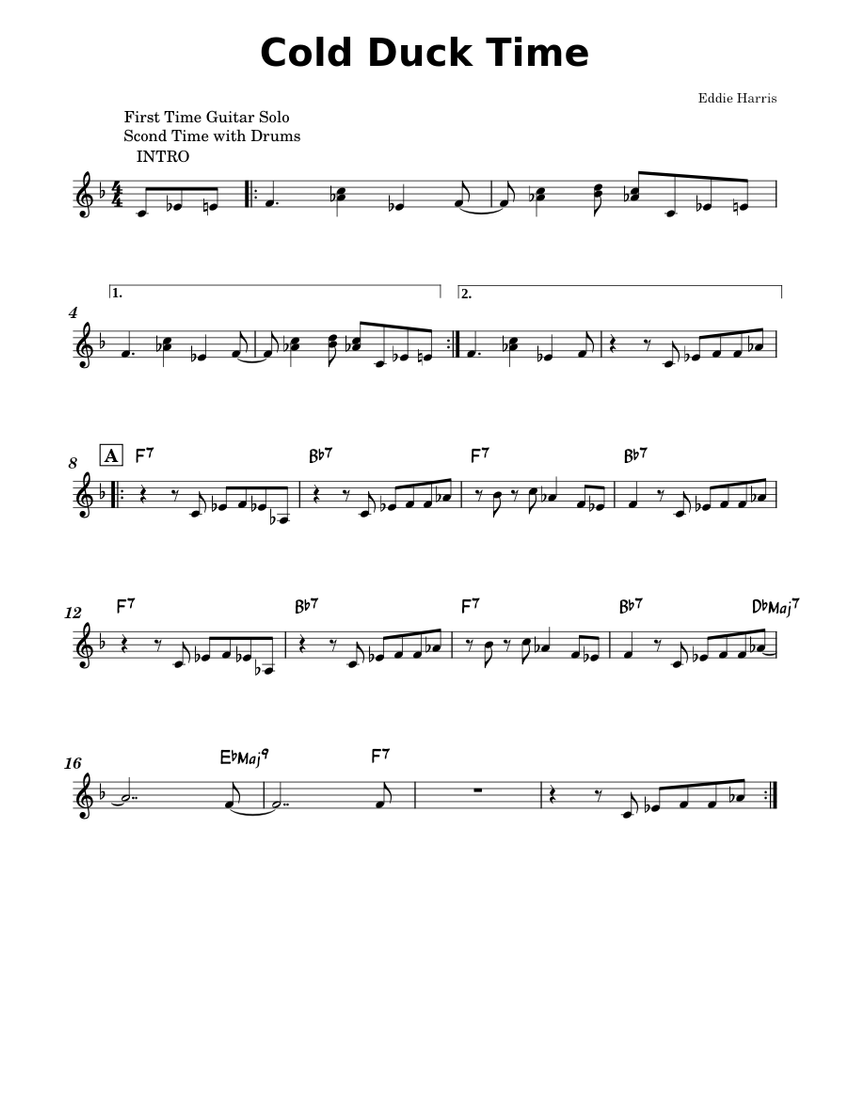 Cold duck Time F C Instrmente - Eddie Harris Sheet music for Vocals ...