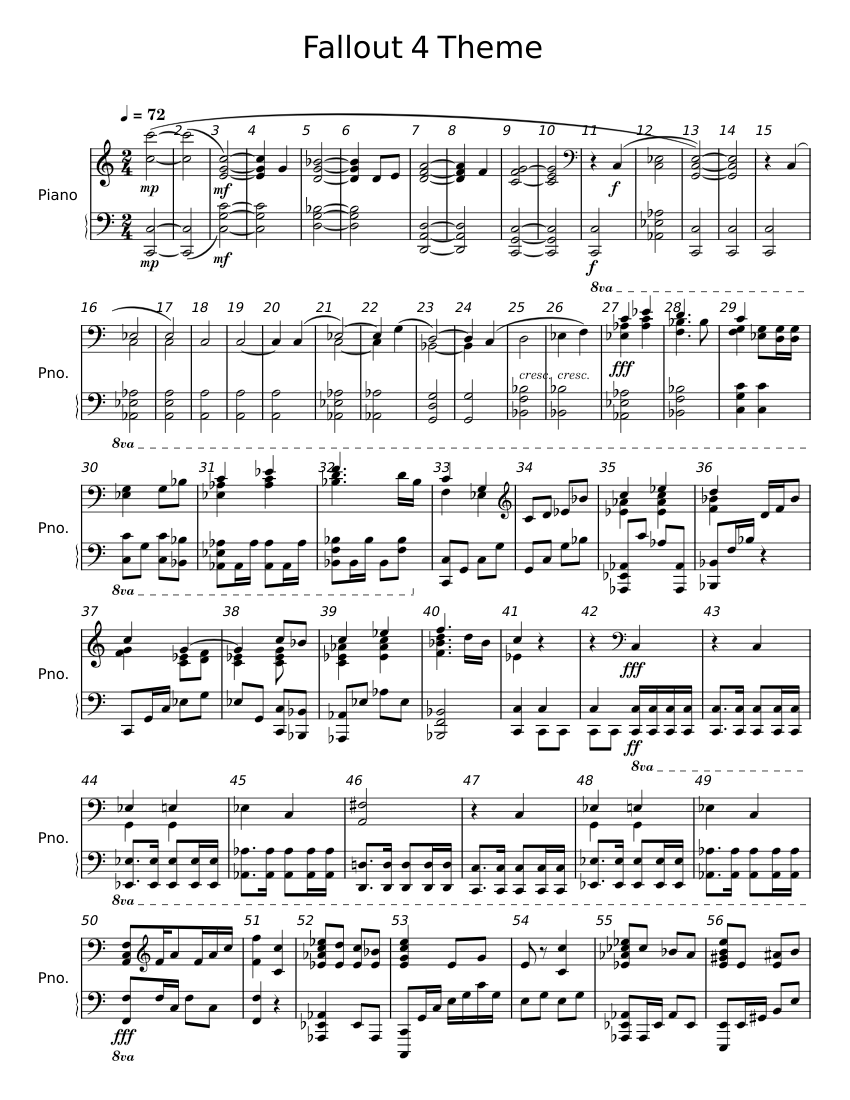 Fallout 4 Sheet music for Piano (Solo) | Musescore.com