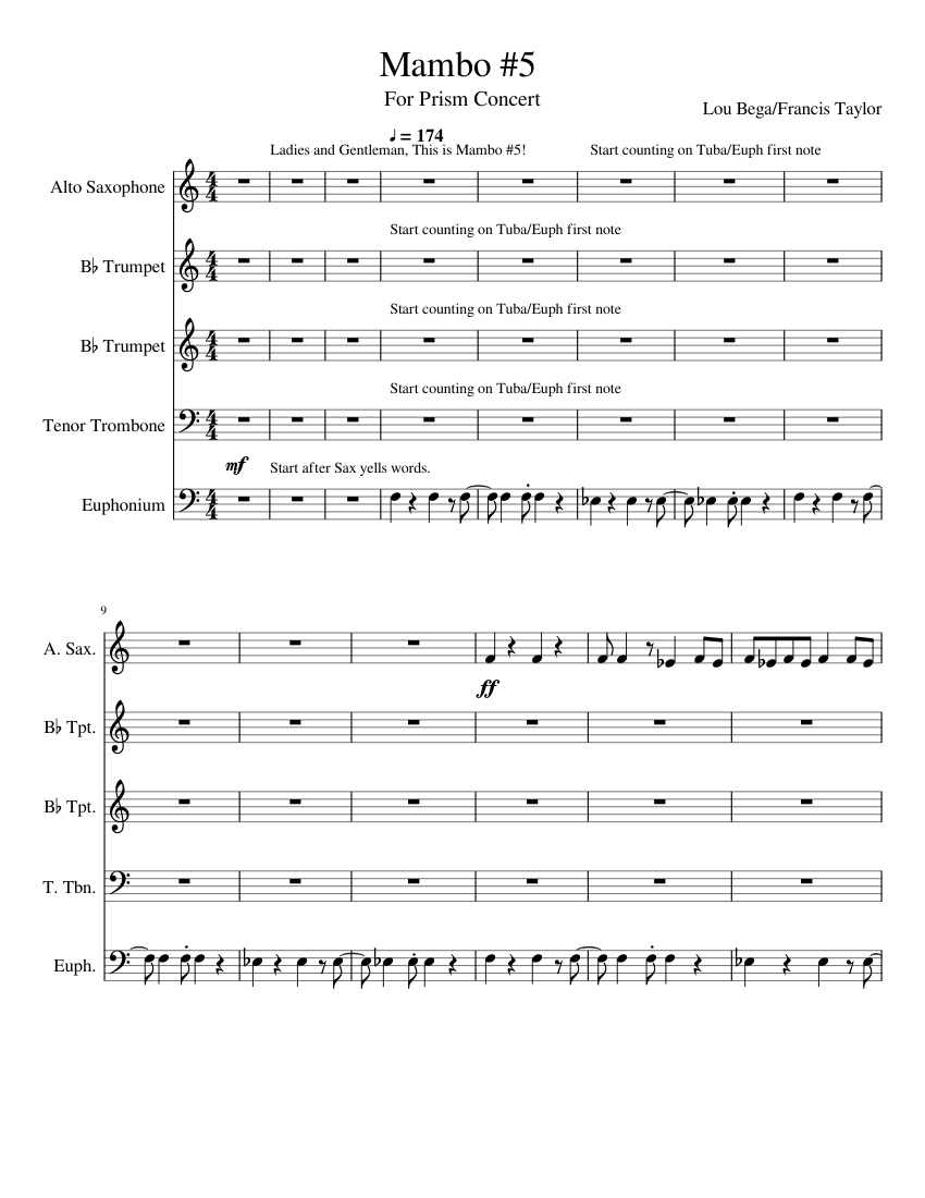 Mambo #5 Sheet music for Trumpet (Brass Duet) | Download and print in PDF or MIDI free sheet ...