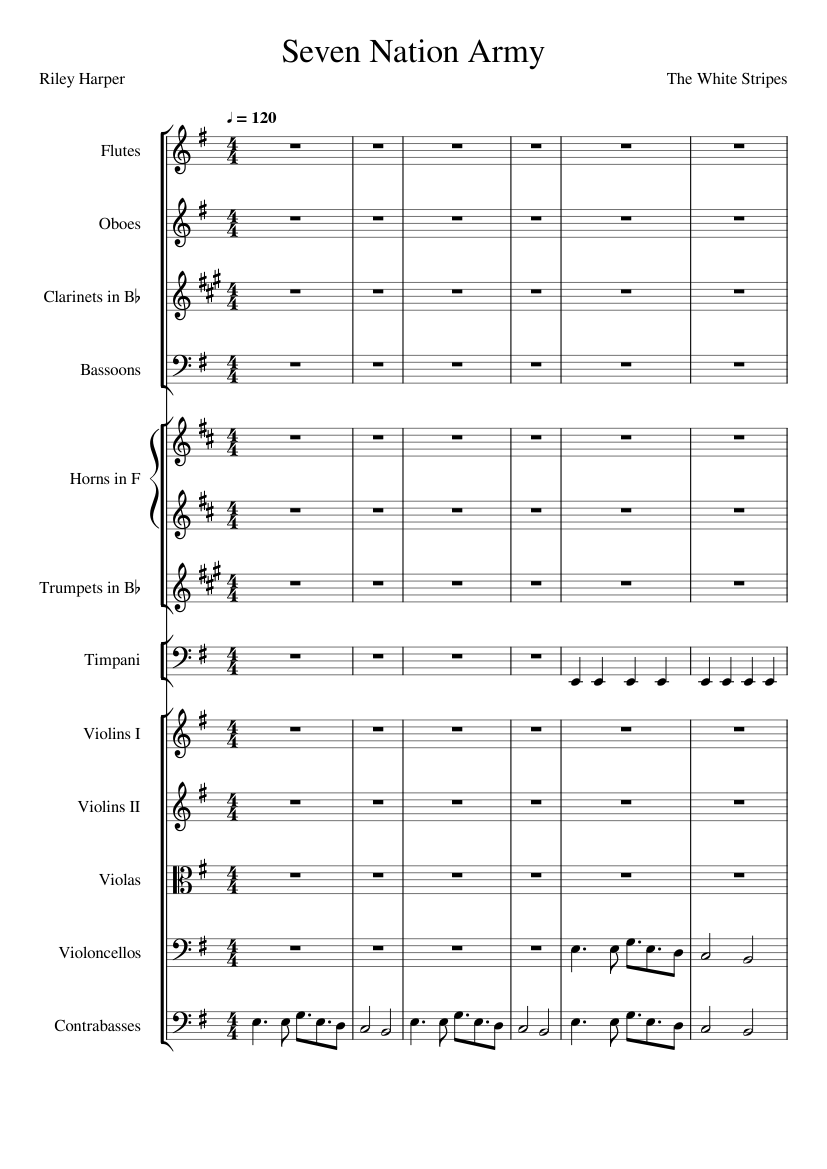 Seven Nation Army Sheet music for Flute, Oboe, Clarinet in b-flat ...
