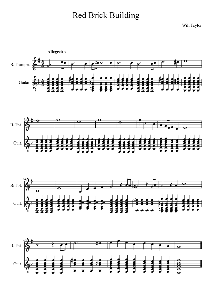 Red Brick Building Sheet music for Guitar, Trumpet other (Mixed Duet ...