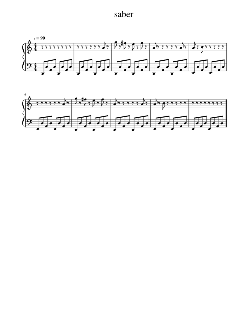 saber Sheet music for Piano (Solo) Easy | Musescore.com