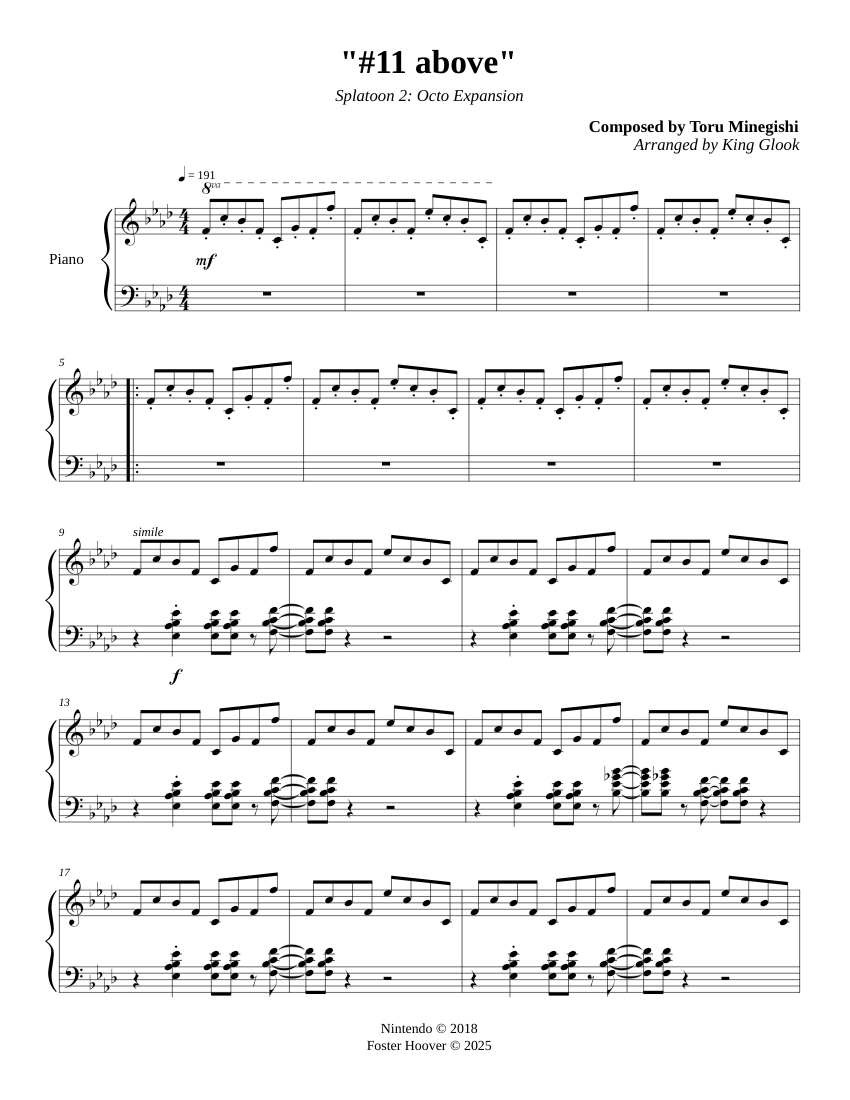#11 above - Splatoon 2: Octo Expansion Sheet Music for Piano (Solo ...