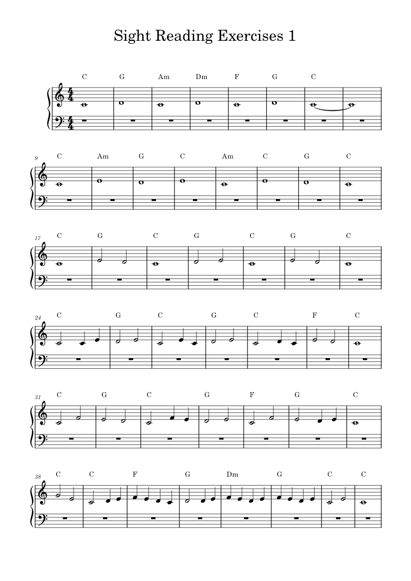 Sight Reading Exercises 1 Sheet music for Piano (Solo) Easy | Musescore.com