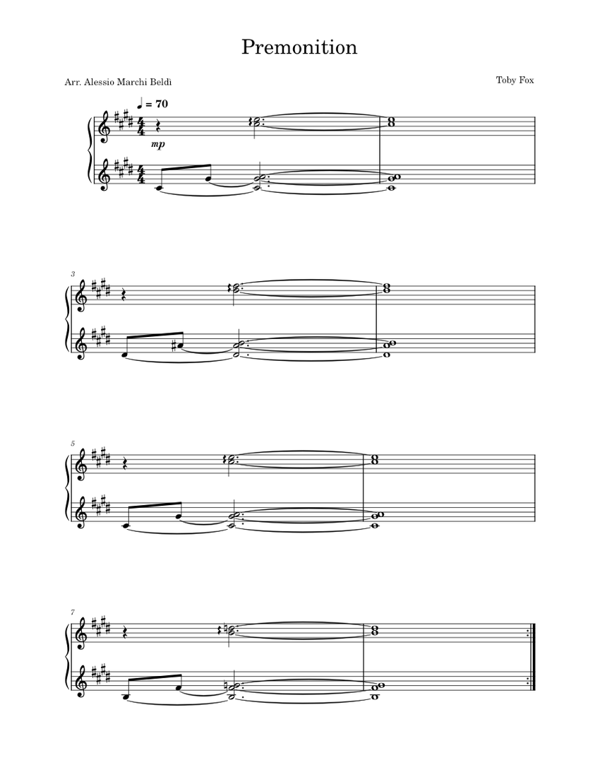 Premonition – Toby Fox Premonition (Undertale) – Toby Fox Premonition Sheet music for Piano ...