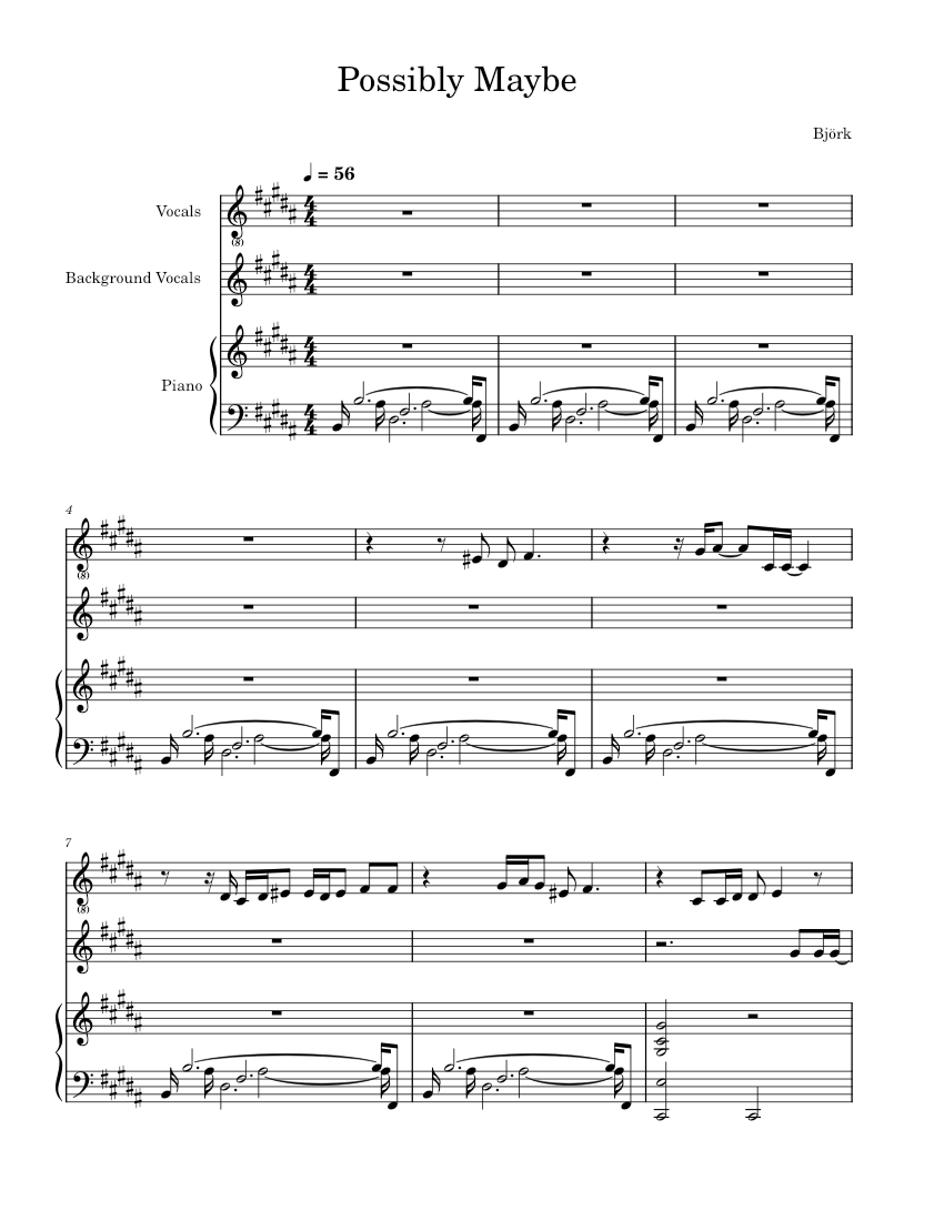 Possibly maybe – Björk Sheet Music for Piano, Synthesizer (Piano-Voice) | MuseScore.com