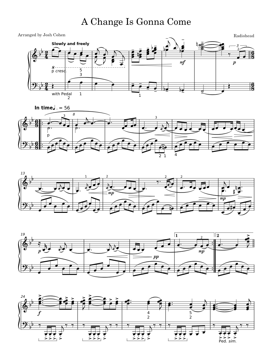 Play Official version of A change is gonna come Sheet Music by Sam ...