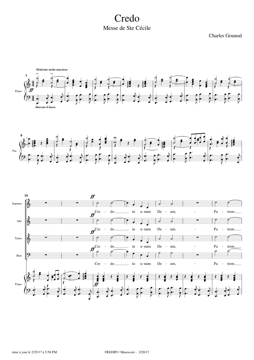 Gounod - Messe de Ste Cecile - 3. Credo Sheet music for Piano, Soprano ...