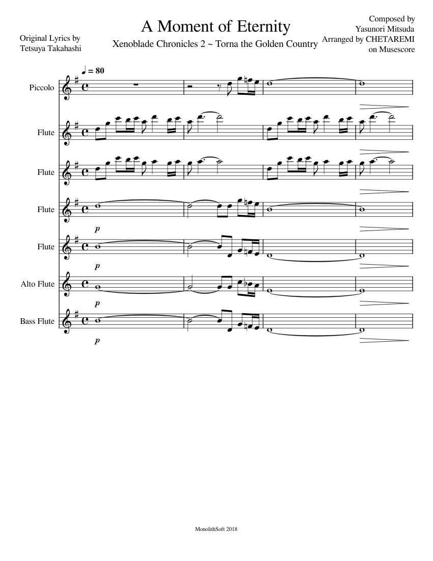 A Moment of Eternity (Torna: The Golden Country Ending Theme) for Flute ...