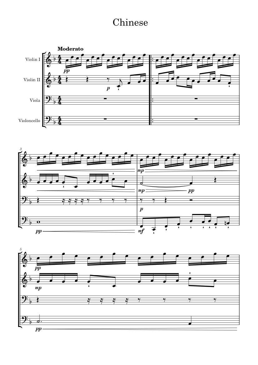 Chinese Sheet music for Violin, Viola, Cello (String Quartet ...
