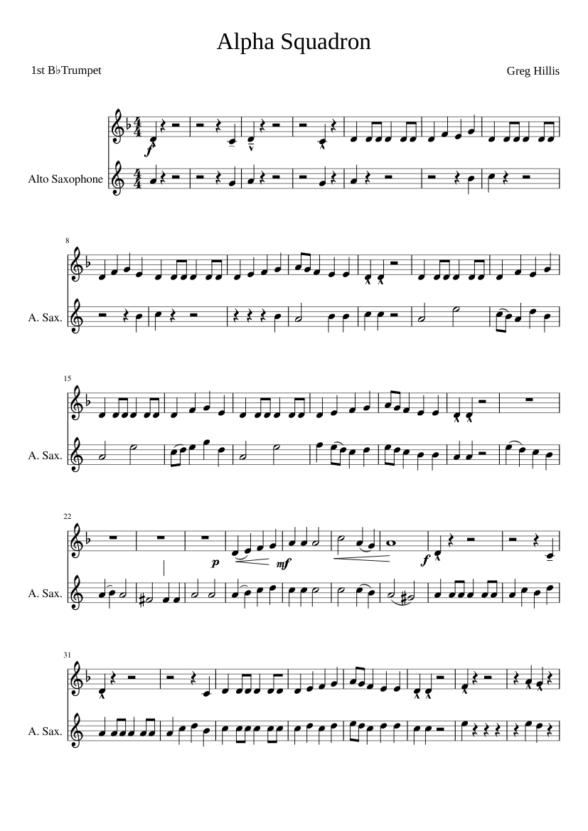 Alpha Squadron Trumpet Duet Sheet music for Saxophone alto (Solo ...