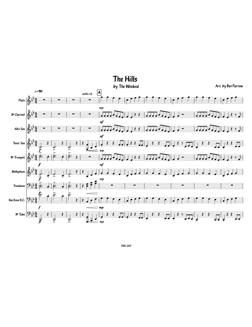 The Hills by The Weeknd (Pep Band) Sheet music for Trumpet (In B Flat), Trombone, Flute ...