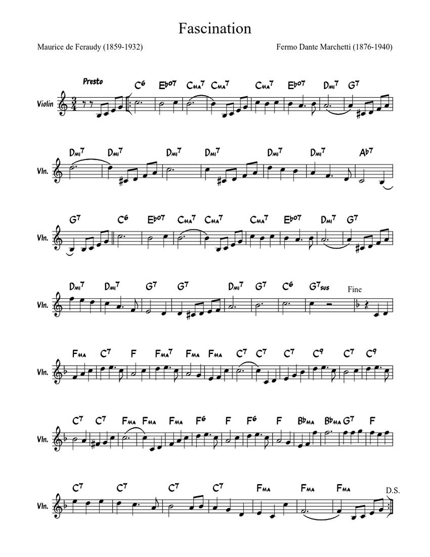 Fascination Sheet music for Violin (Solo) | Musescore.com