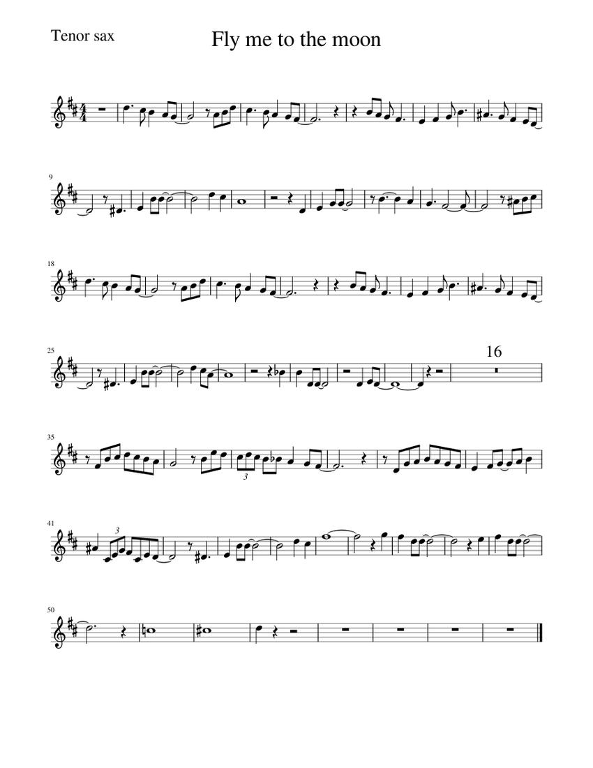 Fly me to the moon Sheet music for Saxophone tenor (Solo) | Musescore.com