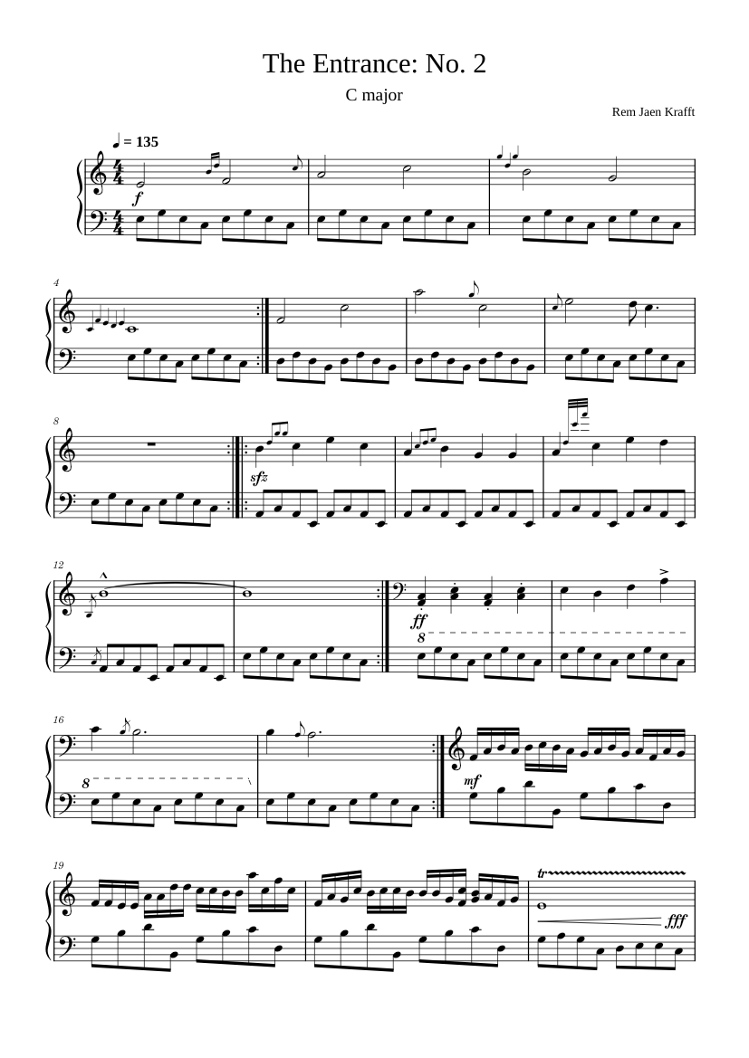 The Entrance: No. 2 Sheet music for Piano (Solo) | Musescore.com