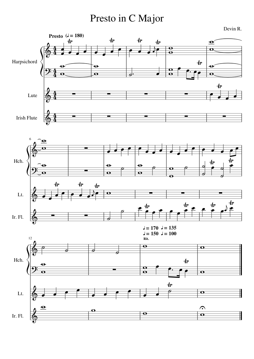 Presto in C - piano tutorial