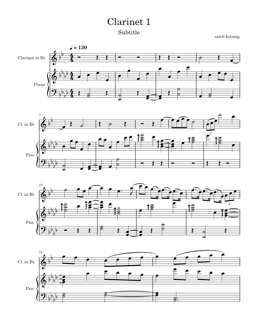Clarinet 1 Sheet music for Piano, Clarinet other (Solo) | Musescore.com