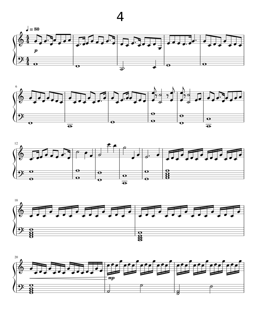Song 4 Sheet music for Piano (Solo) | Musescore.com