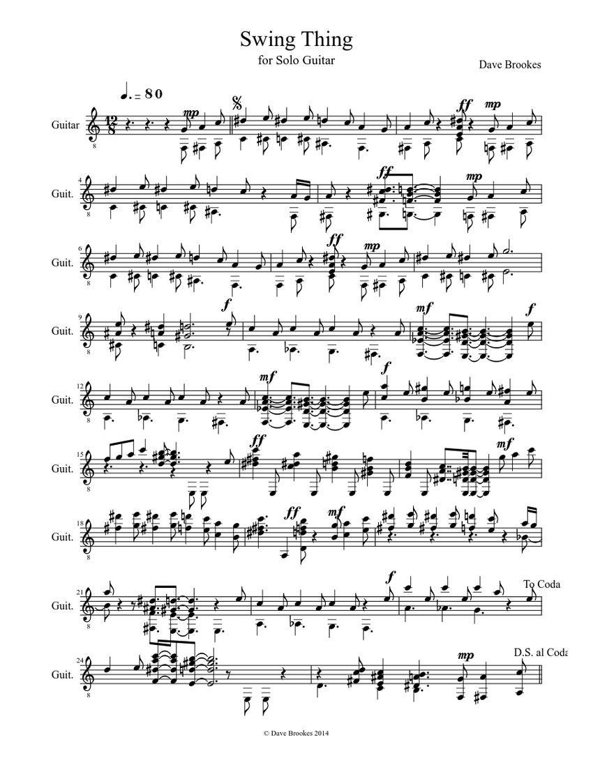 Swing Thing Sheet music for Guitar (Solo) | Download and print in PDF ...