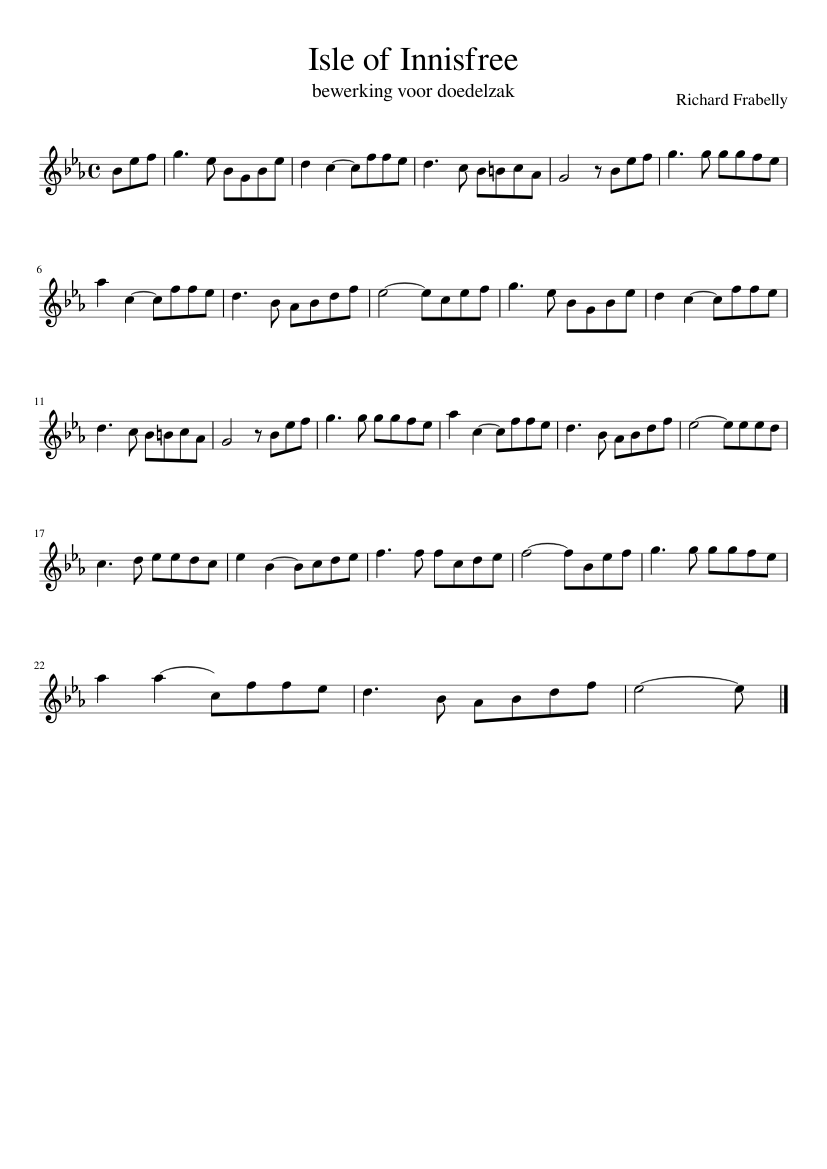 Isle of Innisfree - transposed Sheet music for Piano (Solo) Easy ...